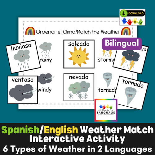 Spanish/English Weather Matching Interactive Activity, 6 Types of ...