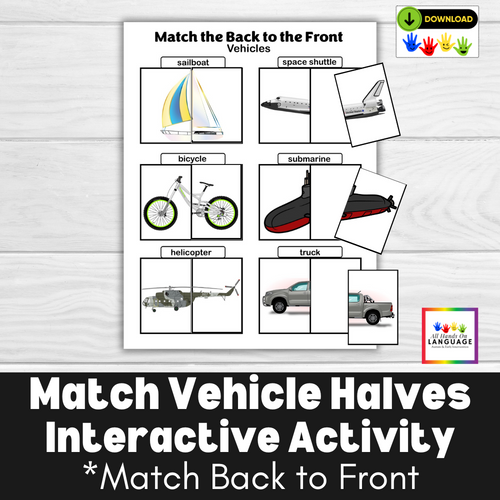 Match the Back to the Front-Vehicles, Matching Halves Interactive ...