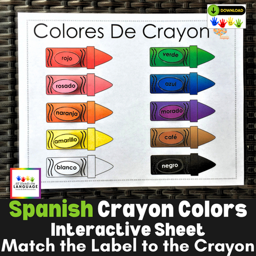 Spanish Language Crayon Colors Matching Activity, Put the Labels on the ...