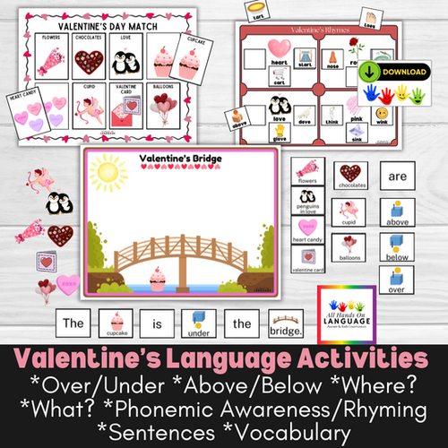 Valentine's Day Language Activity Set: Vocabulary, Prepositions, Make ...