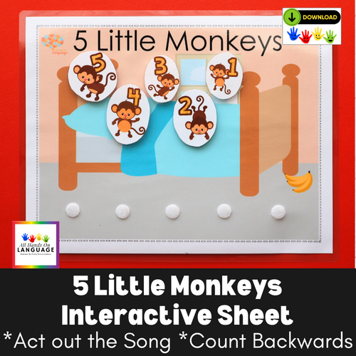 5 Little Monkeys, Nursery Rhyme Interactive Sheet, Act Out the Story ...