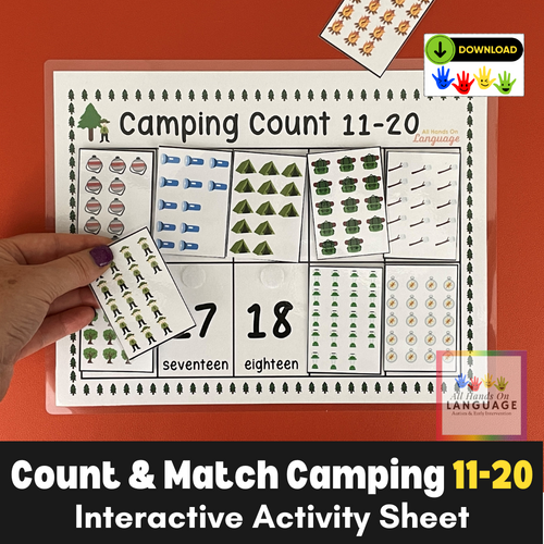 Camping Count & Match Interactive Activity, Numbers 11-20, Make Noun ...