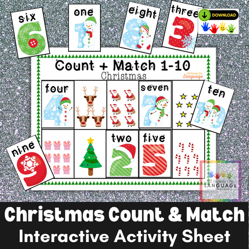 Christmas Count & Match Interactive Activity, Numbers 1-10, Make Noun ...