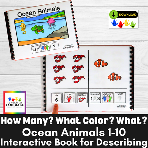 How Many, What Color, What? Ocean Animals Interactive Book, Describing ...