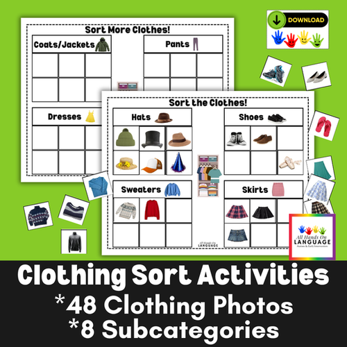 Photo Clothing Sort Activities – 48 Clothes Cards for Sorting onto 2 ...