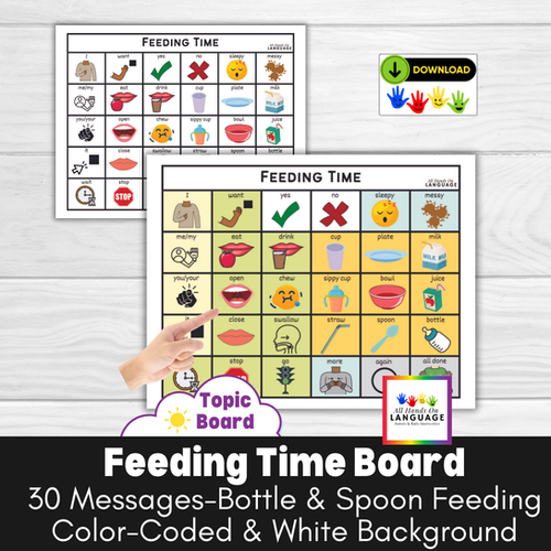 Feeding Communication Board- 30 Messages from Bottle to Cup, AAC ...