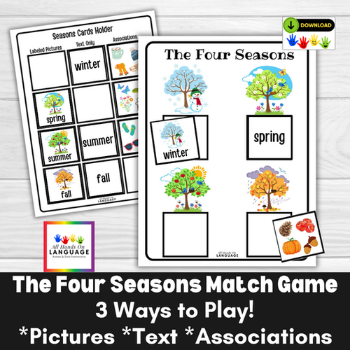 Four Seasons Matching Activity 3 Ways to Play: Pictures, Text ...