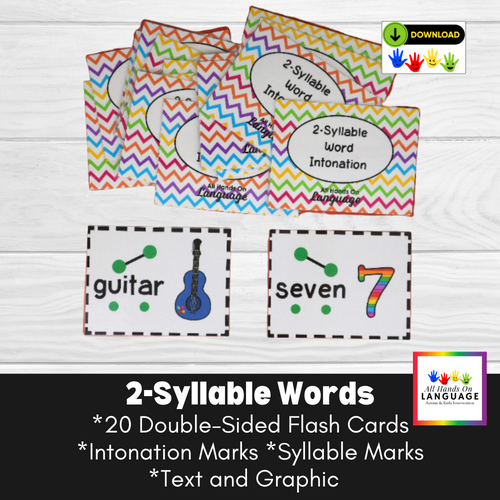 2 Syllable Word Flashcards + Intonation Marks, Pictures and Text ...