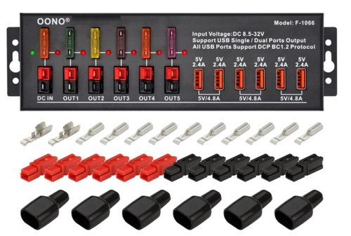 40Amp DC Power Splitter Distribution Module, 5 Powerpole Ports and 6 ...