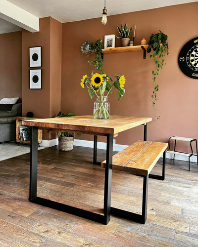 Reclaimed Square Leg Table & One Bench | HiddenHut Furniture