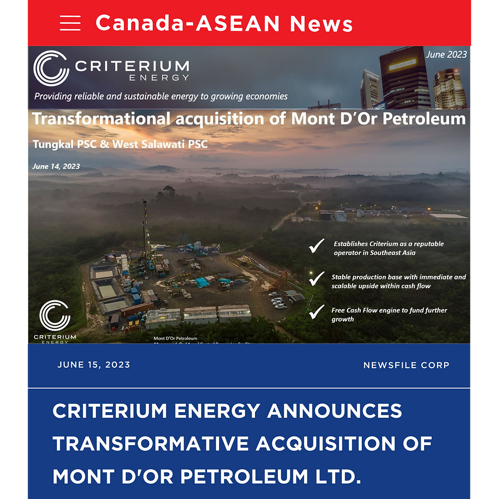 Criterium Energy Announces Transformative Acquisition of Mont D'Or Petroleum Ltd.