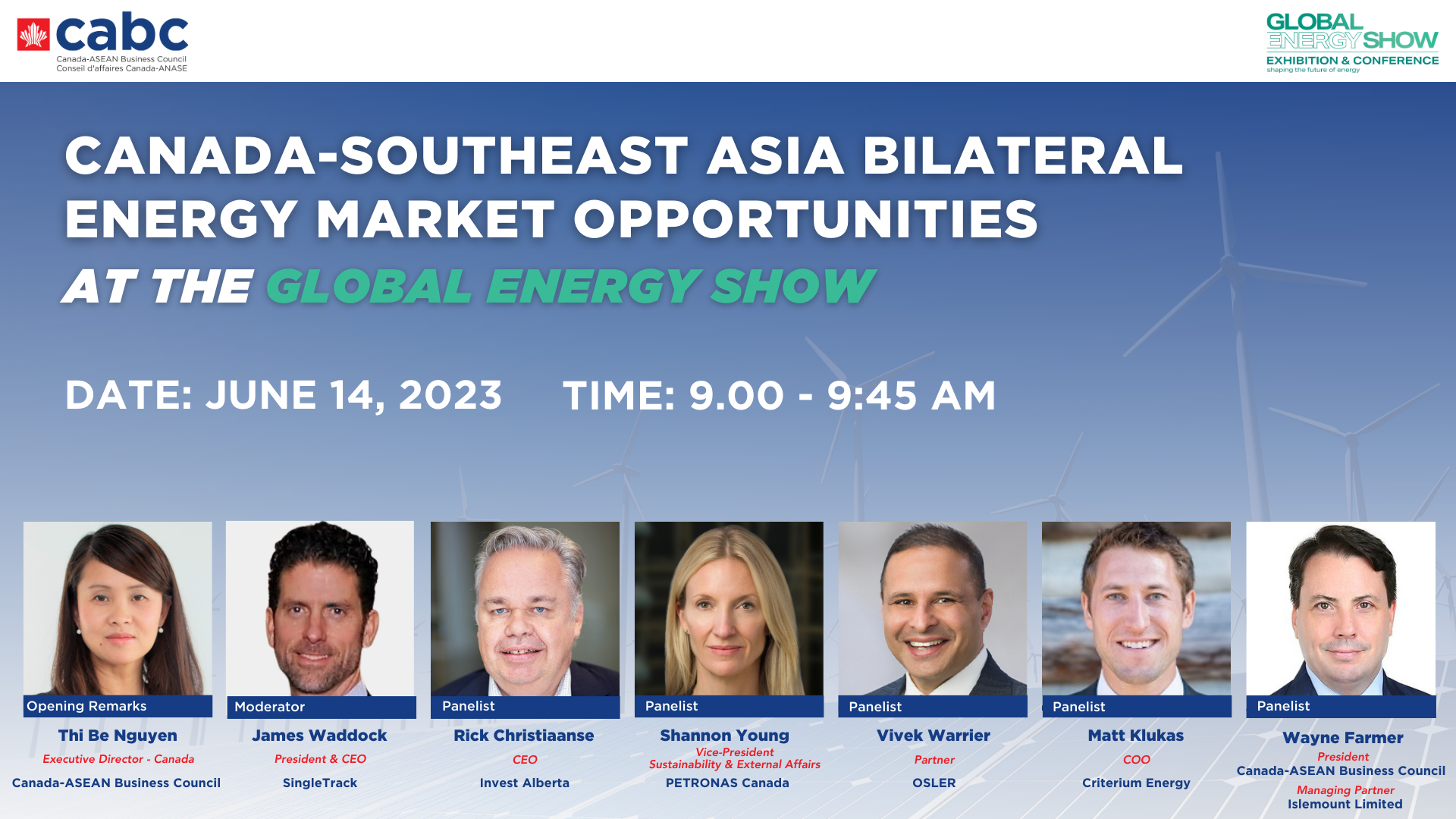 Canada-Southeast Asia Bilateral Energy Market Opportunities at the Global Energy Show | CABC