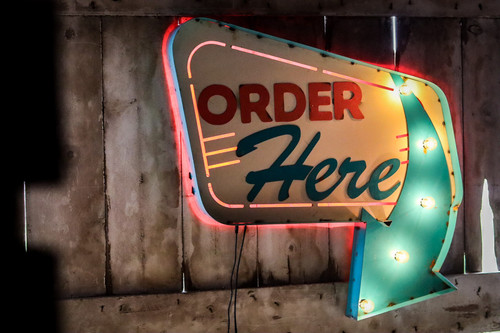 Order Here, Retro Diner Marquee Sign | Luminary Signs