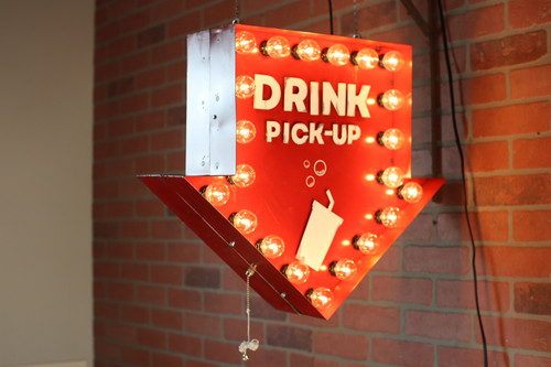 Customizable Text Double-Sided Hanging Marquee Arrow Sign | Luminary Signs