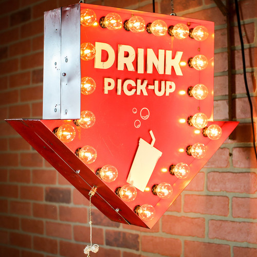 Customizable Text Double-Sided Hanging Marquee Arrow Sign | Luminary Signs