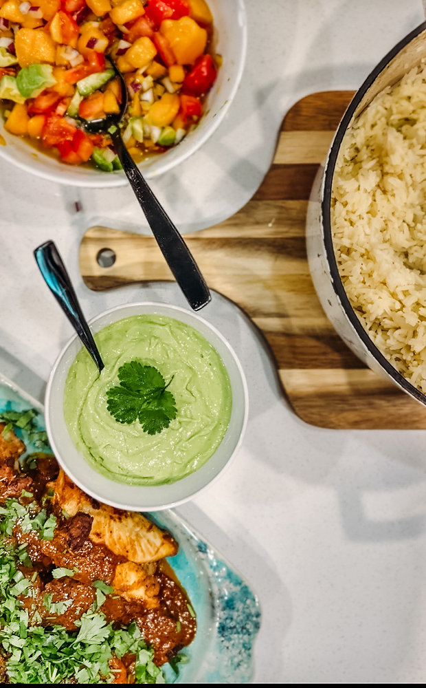 Peruvian Chicken with Green Sauce + Butter Rice