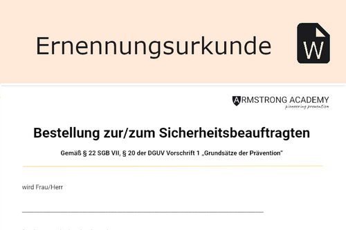 Ernennungsurkunde Sicherheitsbeauftragter | Arbeitsschutz