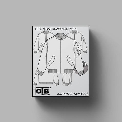 MA-1 Bomber Jacket Vector Flat Flight Technical Drawing Illustration ...