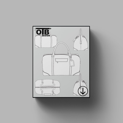 OTB Leather Weekend Bag Vector Flat Technical Drawing Illustration ...