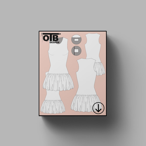 OTB Bubble Mini Dress Vector Flat Technical Drawing Illustration ...