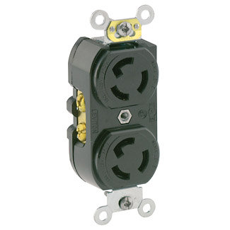 Toma Doble de Bloqueo 15A 125V 2P+T L5-15R Leviton 4700 | Electrocable