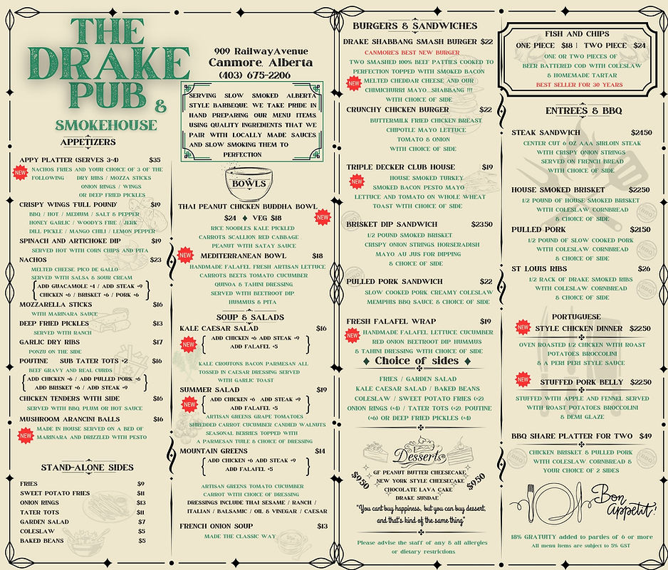 MENU | The Drake Pub