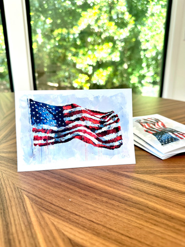 Waving American Flag Note Cards | Patrick Lewis Art