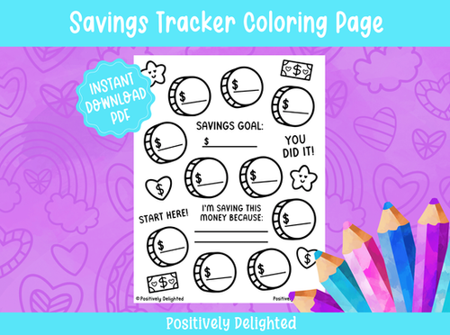 Savings Tracker Coloring Page - Printable | Positively Delighted