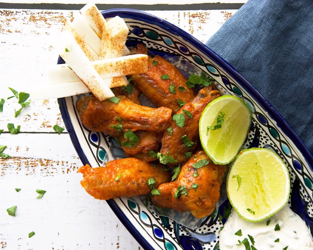 Cholula Baked Chicken Wings with Cilantro Lime Ranch Dressing