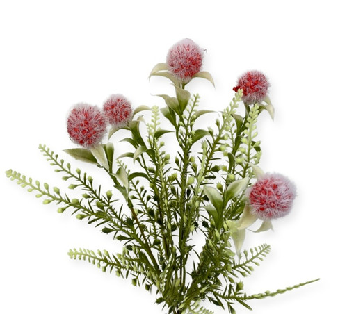 Red Ball Flower with Five Stems | Cinta Home Deco