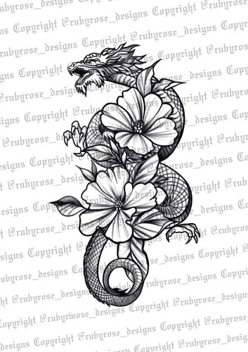 Black Floral Dragon | Ruby Rose Designs