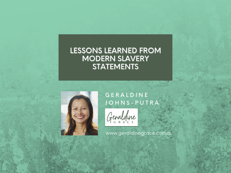 Geraldine Grace | Lessons learned from modern slavery statements