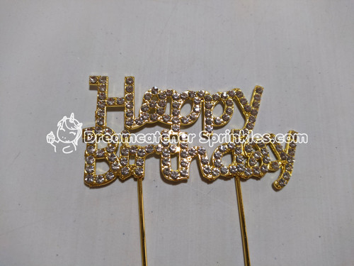 Happy Birthday - Elegant Gold Metal Topper | Dreamcatcher