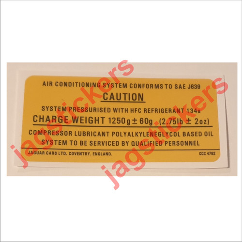XJ81 R134a Caution CCC4792 | JagStickers