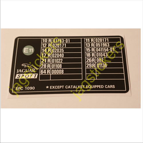 Jaguar Sport E11 Type Approval | Jag Stickers