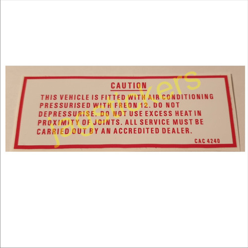 Freon R12 Warning CAC4240 | JagStickers