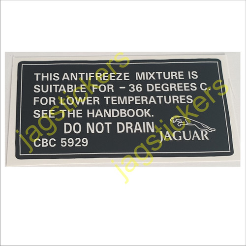 Jaguar 6 cylinder Antifreeze CBC5929 | Jag Stickers