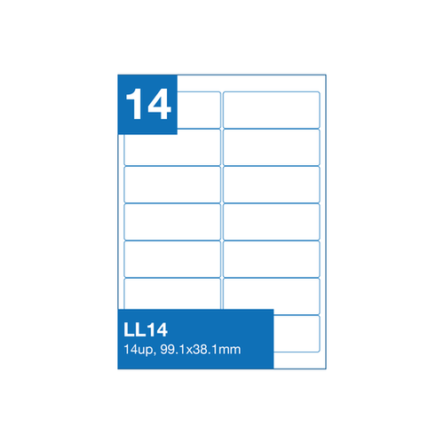 LL14 - 14 To View - 99.1x38.1mm - A4 Sticker Sheeted Labels | Be One Labels