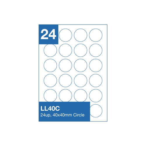 40mm Circle Labels - Matt White Paper - 24 Per Sheet | Be One Labels