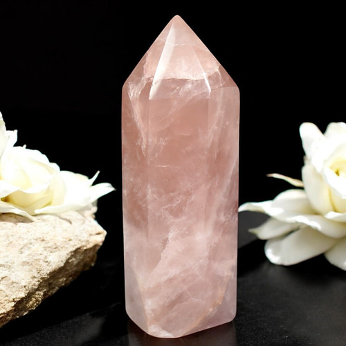 Rose Quartz Crystal Obelisk Tower | BloomingWoodBoutique