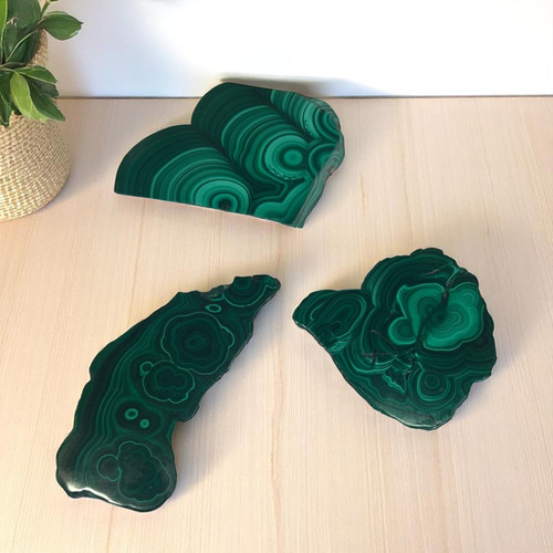 Double Sided Polished Malachite Slices | BloomingWoodBoutique
