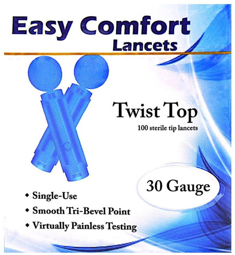Easy Comfort 30 Gauge Twist Top Lancets - 100 Count | Vitaltek