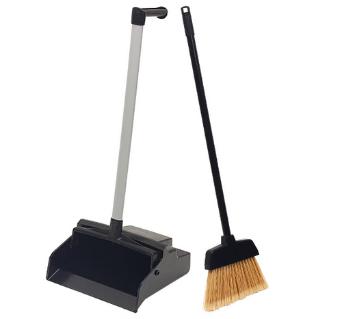 LobbyMaster® L-Shaped Grip Broom and Lobby Dust Pan Combo Kit | Vitaltek