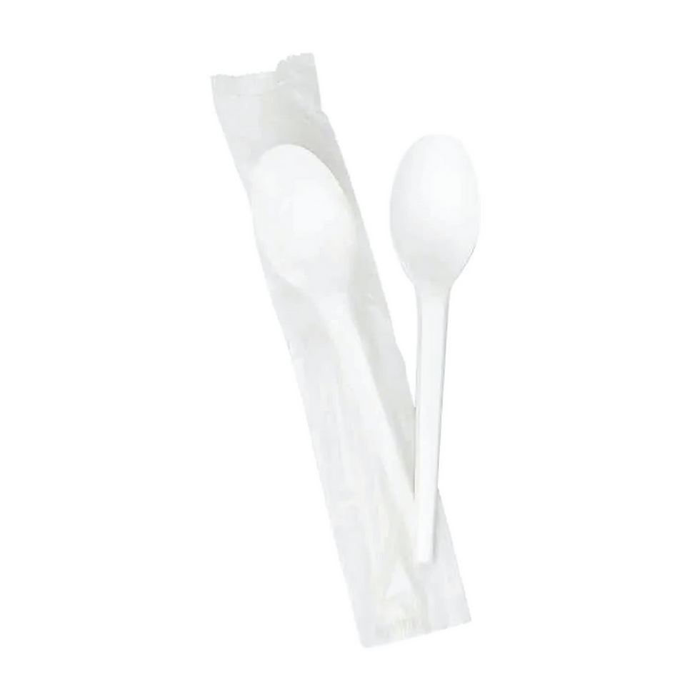 White Wrapped Medium Weight Plastic Teaspoon | Vitaltek