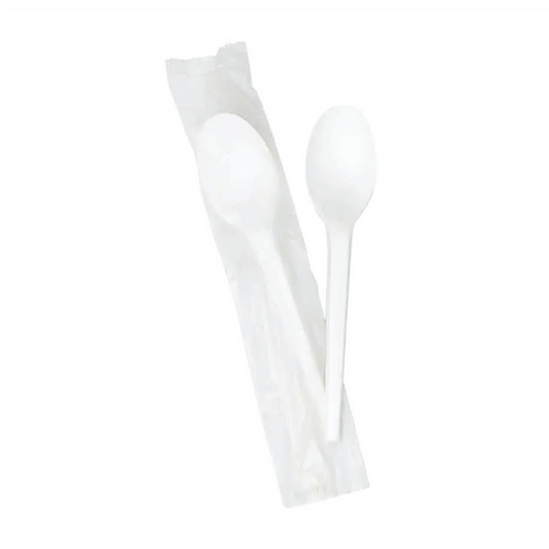 White Wrapped Medium Weight Plastic Teaspoon | Vitaltek