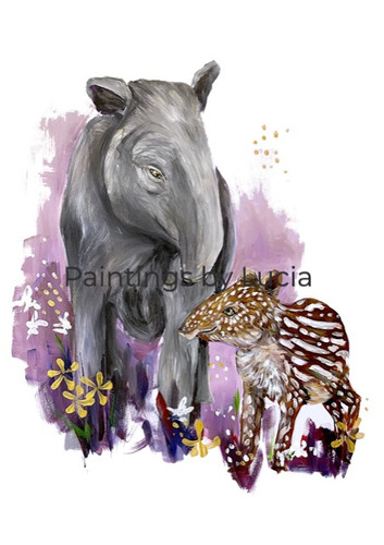 Tapirs Print (Purple) | Paintings by Lucia