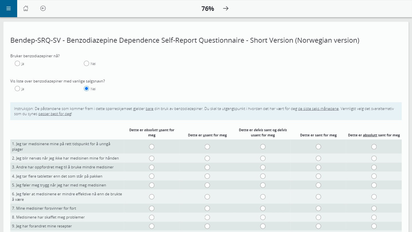 Benzodiazepine Dependence Self-Report Questionnaire - Short Version