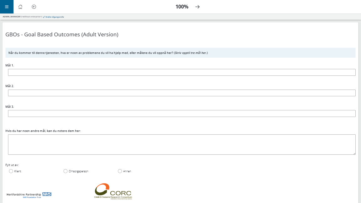 GBOs - Goal Based Outcomes (Adult Version)