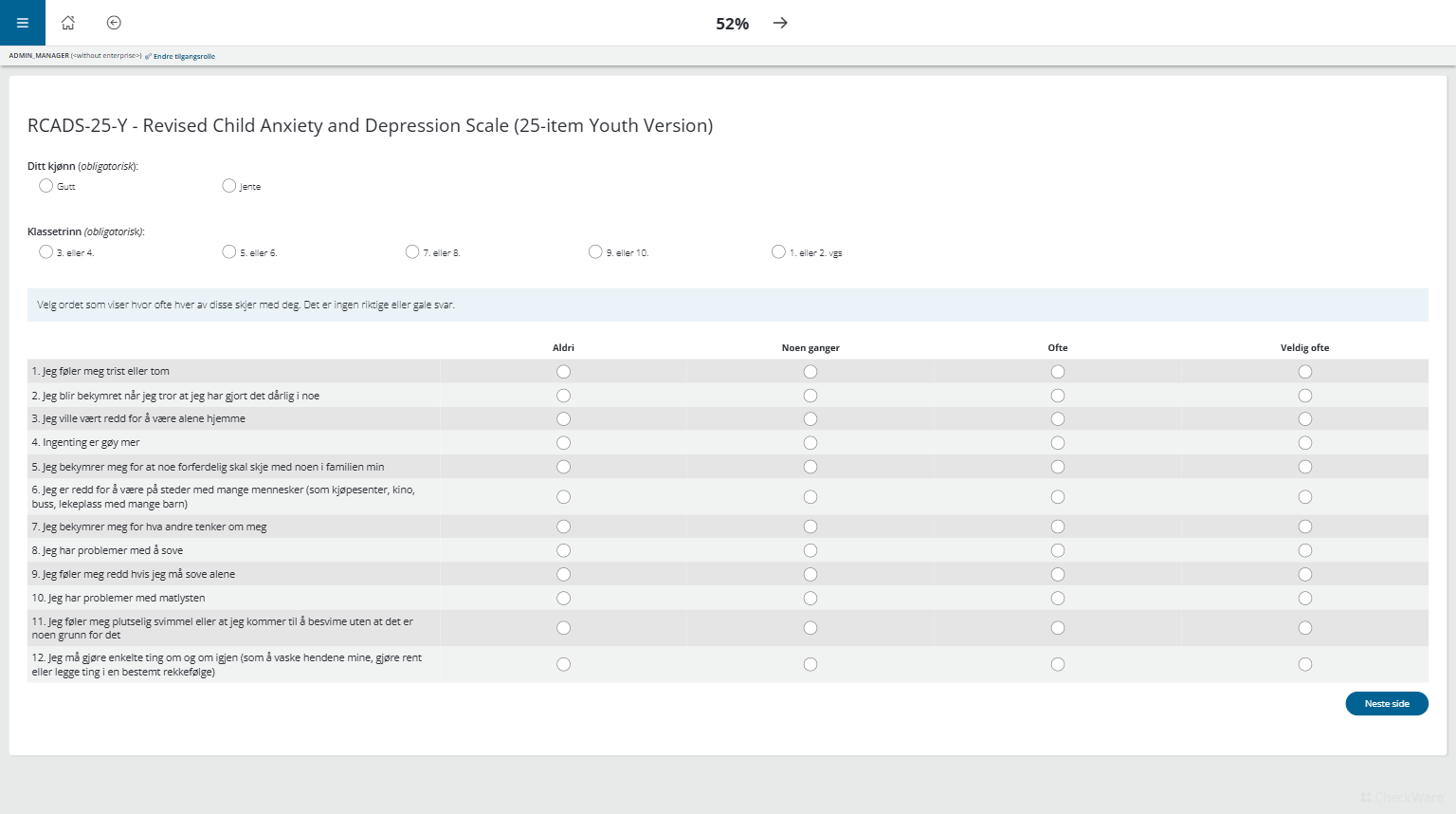 Revised Child Anxiety and Depression Scale (25-item Youth Version)