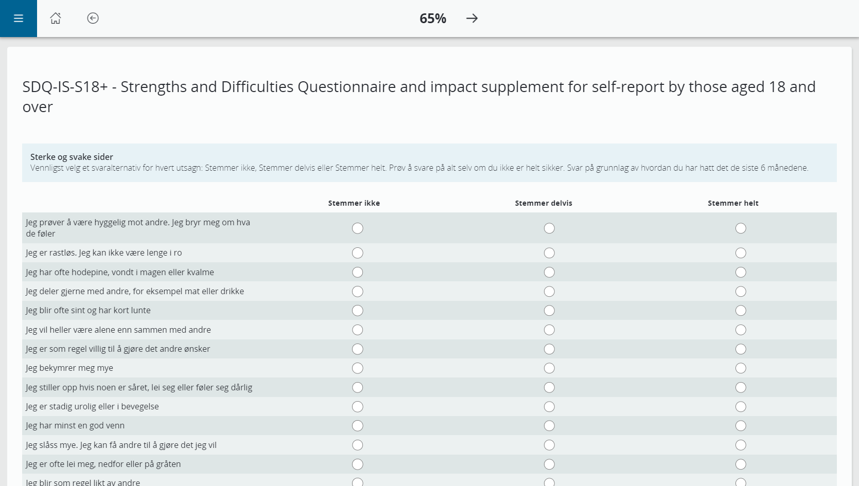 SDQ-IS-S18+ - Strengths and Difficulties Questionnaire and impact ...